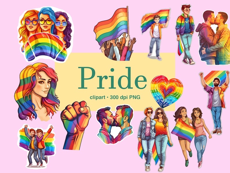 LGBTQ Pride Clipart, Watercolor Rainbow Flag, Pride Day Parade, Lgbt ...