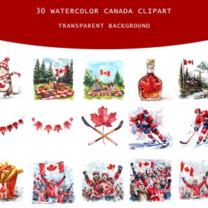 Watercolor Canada Day Clipart, 30 PNG Canada Day Clip Art, Commercial ...