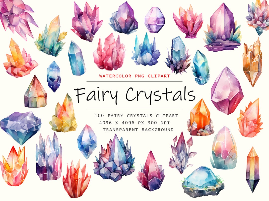 Watercolor Fairy Crystals Clipart - Pastel Watercolor Fairy Magic PNG ...