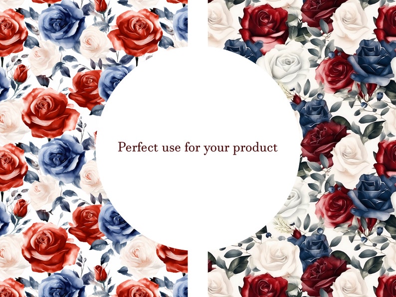 Red White and Blue Flowers Pattern, Patriotic Flowers for 4th of July ...