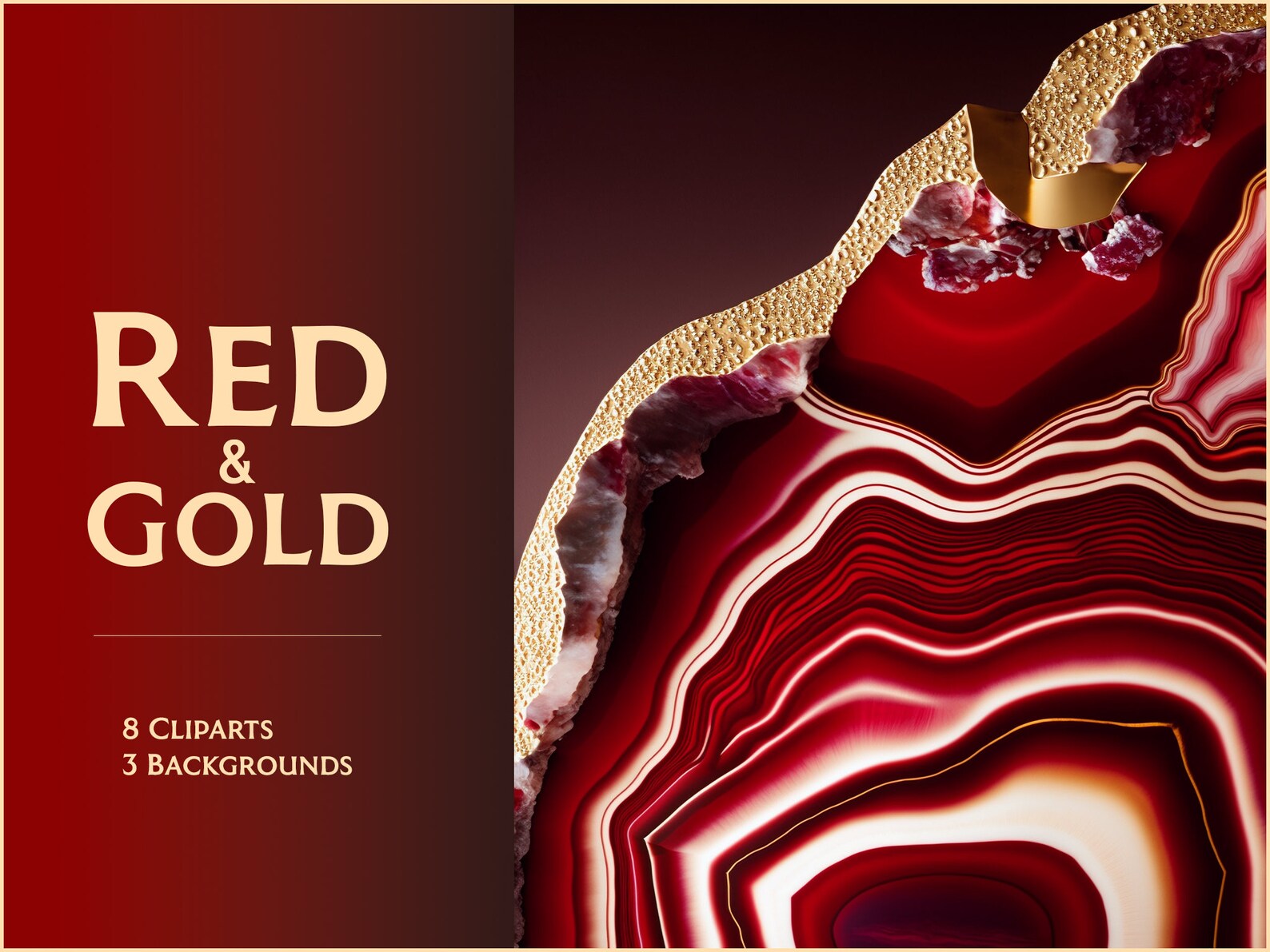 Red and Gold Agate Cliparts, Red Agate Borders Clipart, Geode PNG ...