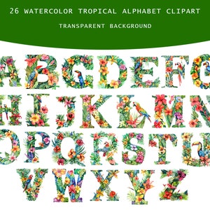 Watercolor Tropical Alphabet, Letters Png, Alphabet Png, Instant ...