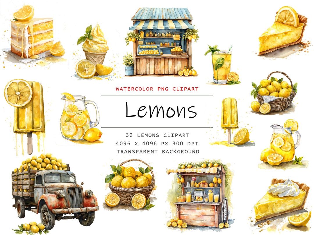 Watercolor Lemons Clipart PNG, Watercolor Sublimation Lemons Clipart ...