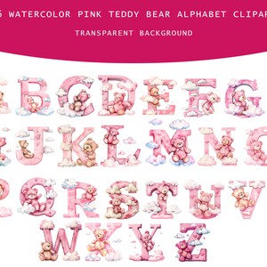 Pink Teddy Bear Alphabet, Letters Png, Alphabet Png, Instant Download ...