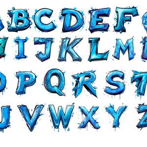 Blue Graffiti Letters Clipart, 26 PNG Graffiti Letters Clip Art ...