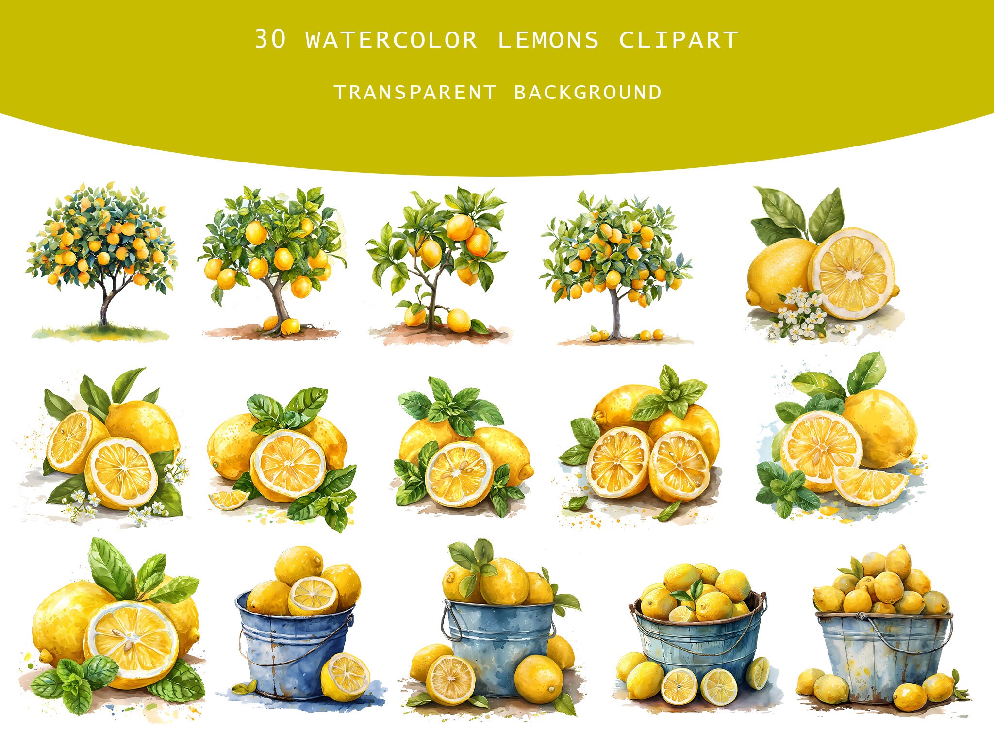 Watercolor Lemons Clipart PNG, Watercolor Sublimation Lemons Clipart ...