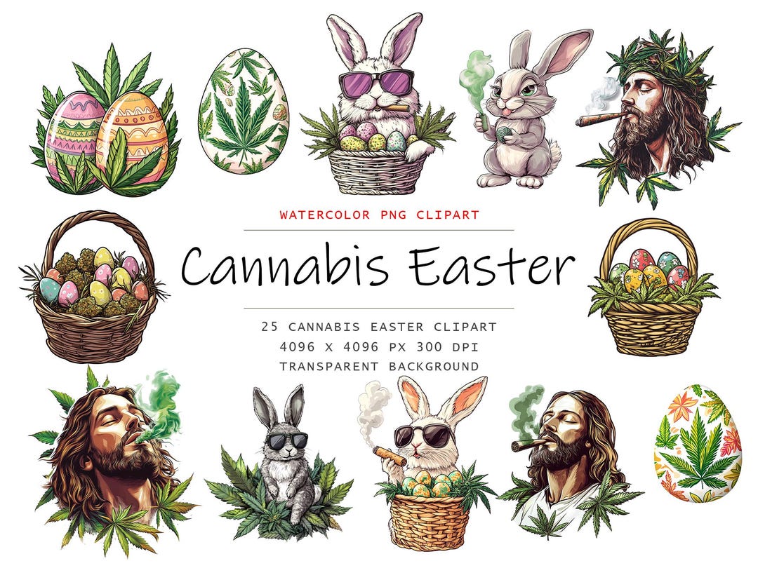 Easter Cannabis Clipart, 25 PNG Marijuana Clipart, Easter Clipart ...