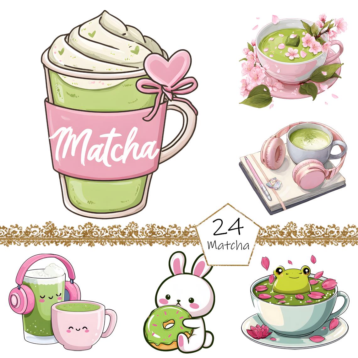 Matcha Clipart, 24 PNG Matcha Clip Art, Matcha Sticker Png Bundle ...