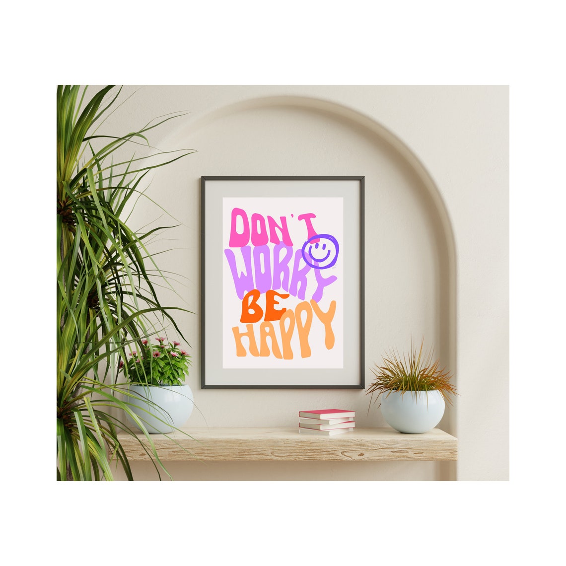 Don't Worry Be Happy Digital Wall Art Motivational Saying Music Lyrics ...