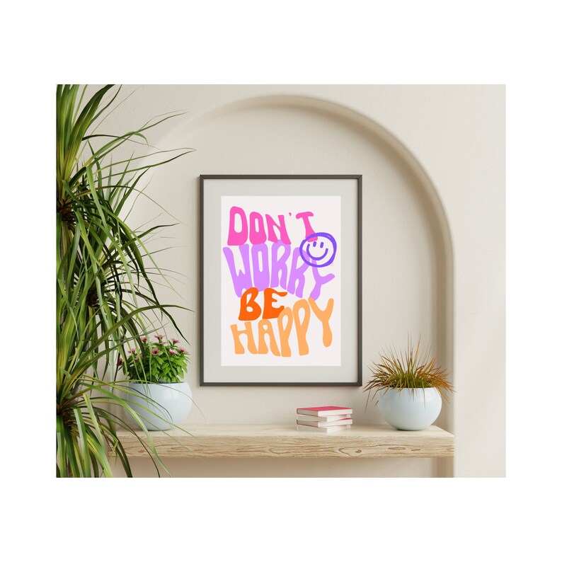 Don't Worry Be Happy Digital Wall Art Motivational Saying Music Lyrics ...