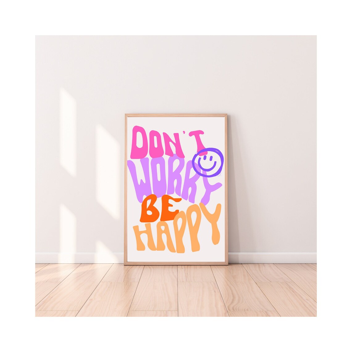 Don't Worry Be Happy Digital Wall Art Motivational Saying Music Lyrics ...