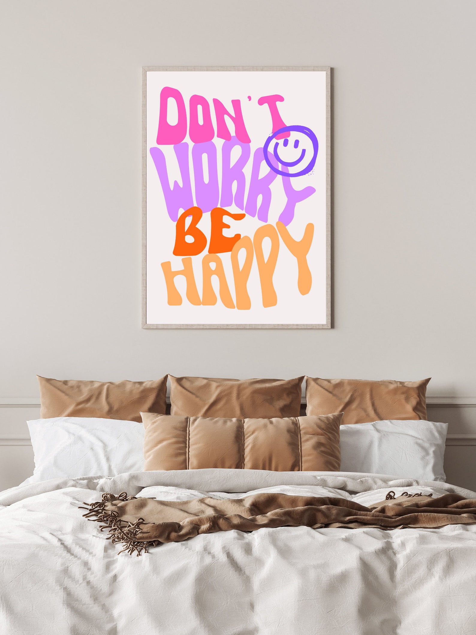 Don't Worry Be Happy Digital Wall Art Motivational Saying Music Lyrics ...