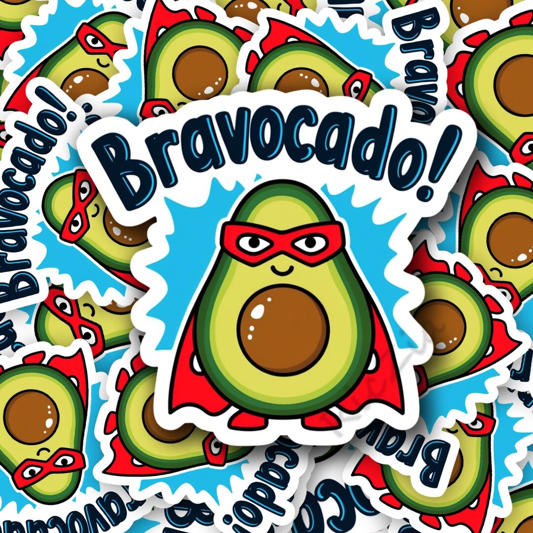 Bravocado - White Background Laminated Water Resistant Sticker - Etsy