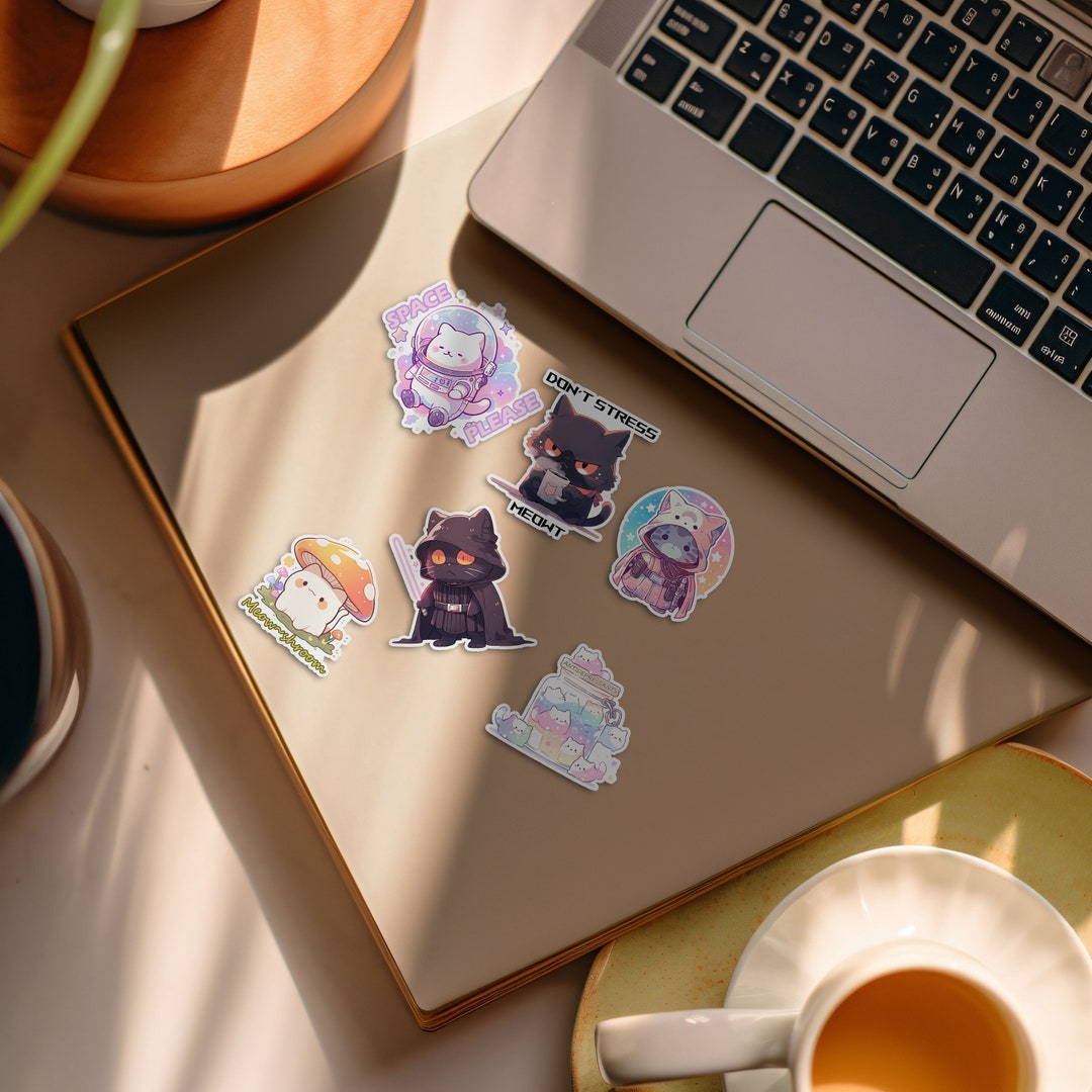 Cat Sticker Pack This Set Features 6 Cat Sticker Designs - Etsy