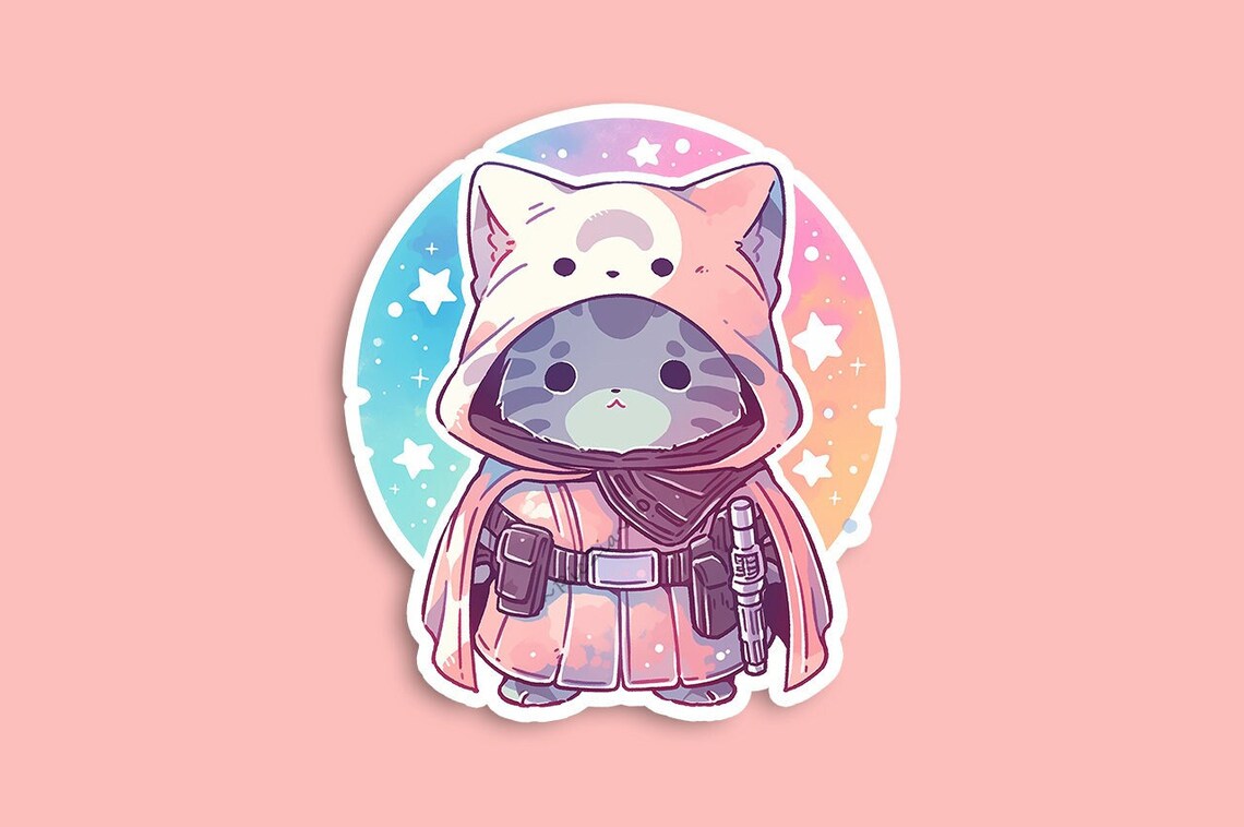 Cat Knight Dark Side of Cuteness Sticker - Punleash Feline Valor With ...
