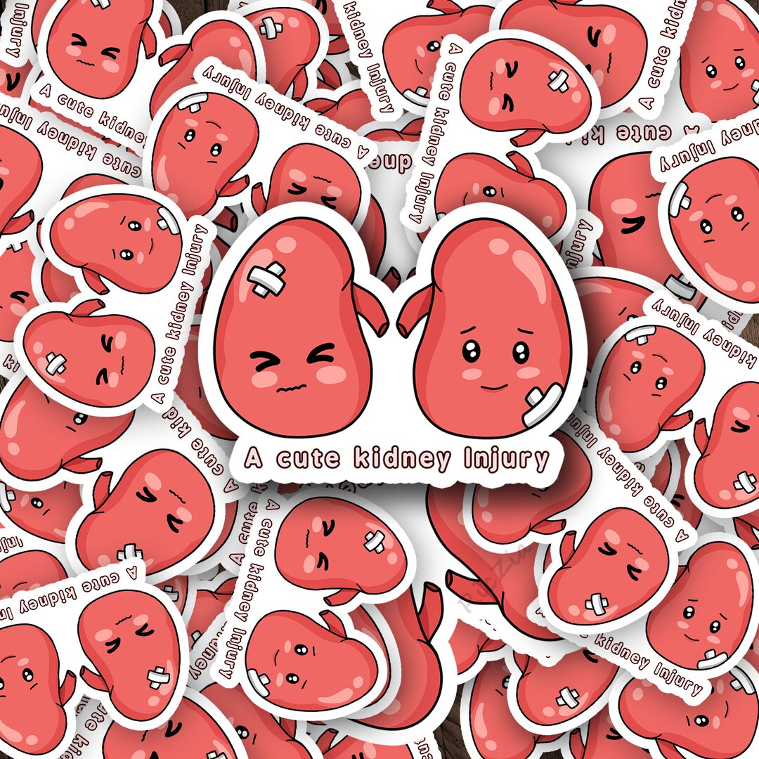 A Cute Kidney Injury Die-cut Sticker - White Background Laminated Water ...