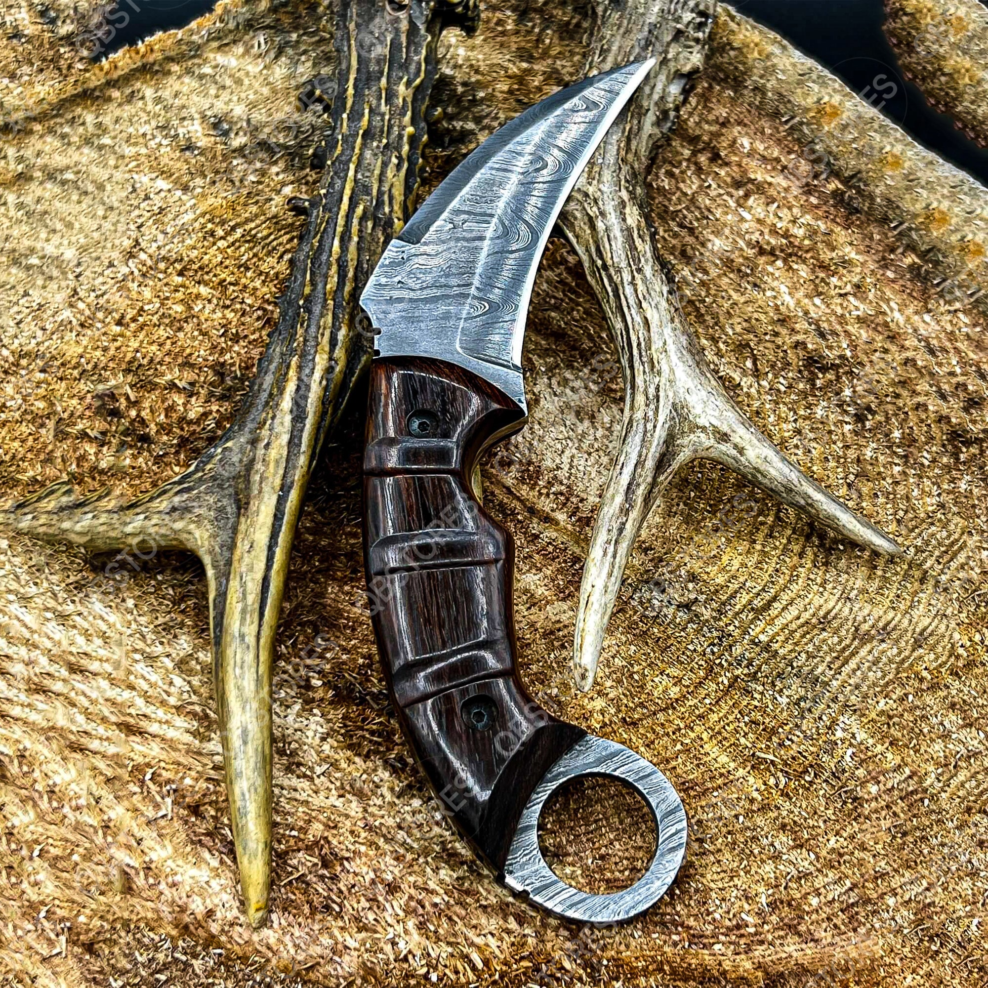 Handmade Karambit Knife, Damascus Steel Hunting Knive, Gift for Father ...