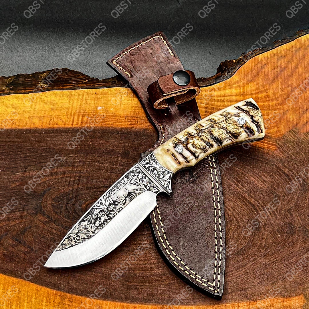 Hand Engraved Knife,hand Engraved Knife,handmade Damascus,hunting Knife ...