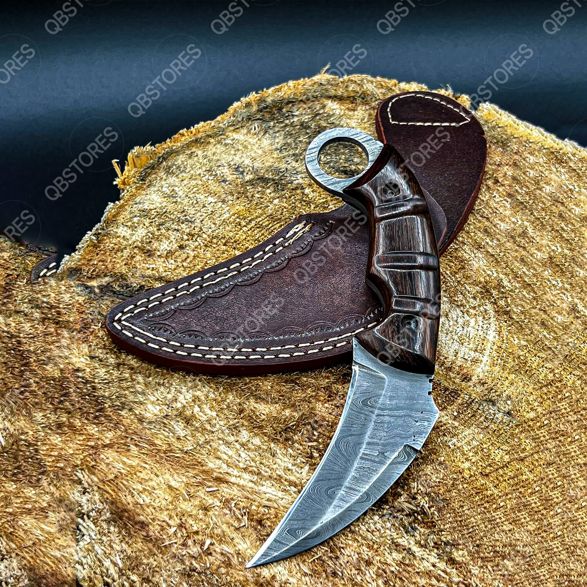 Handmade Karambit Knife, Damascus Steel Hunting Knive, Gift for Father ...
