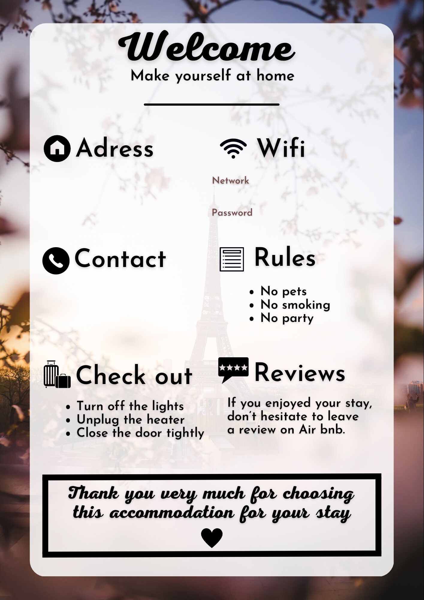 Air Bnb Welcome Poster - Etsy