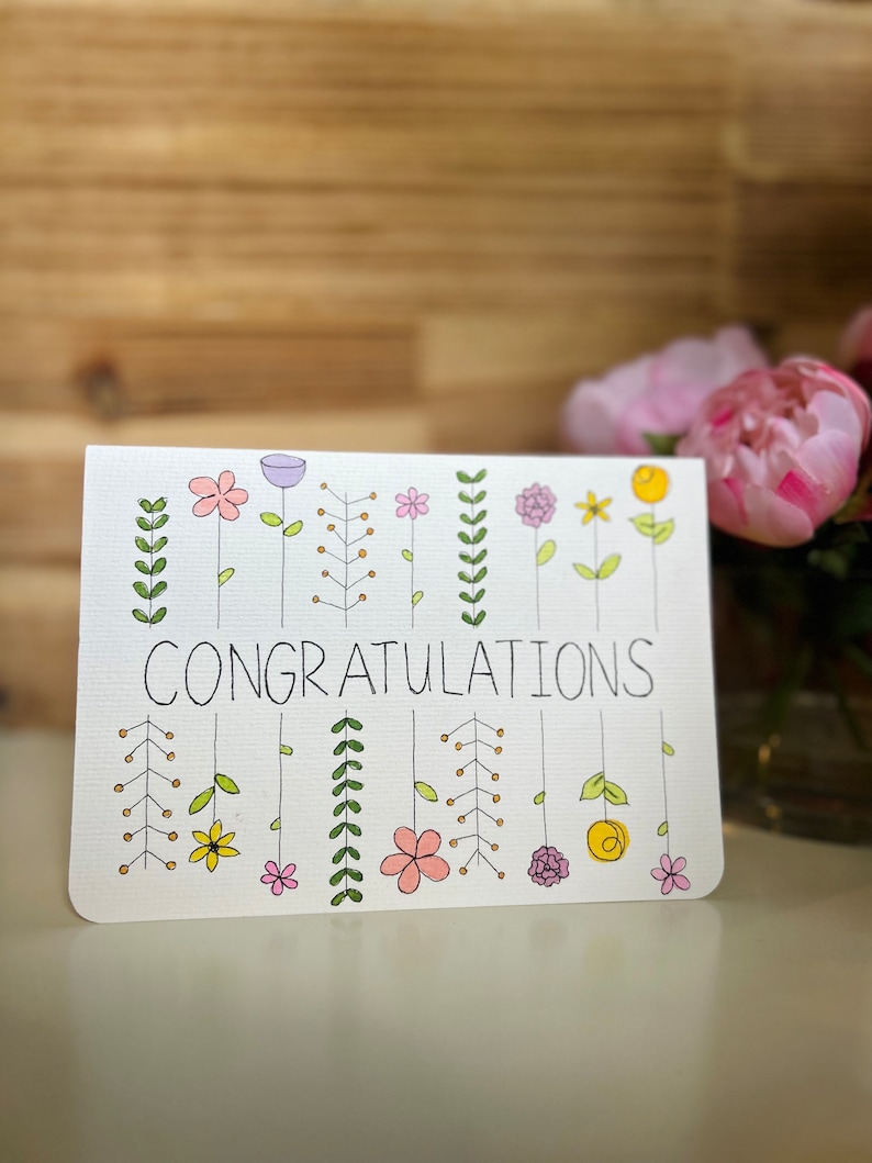 Flower Doodles Card - Etsy