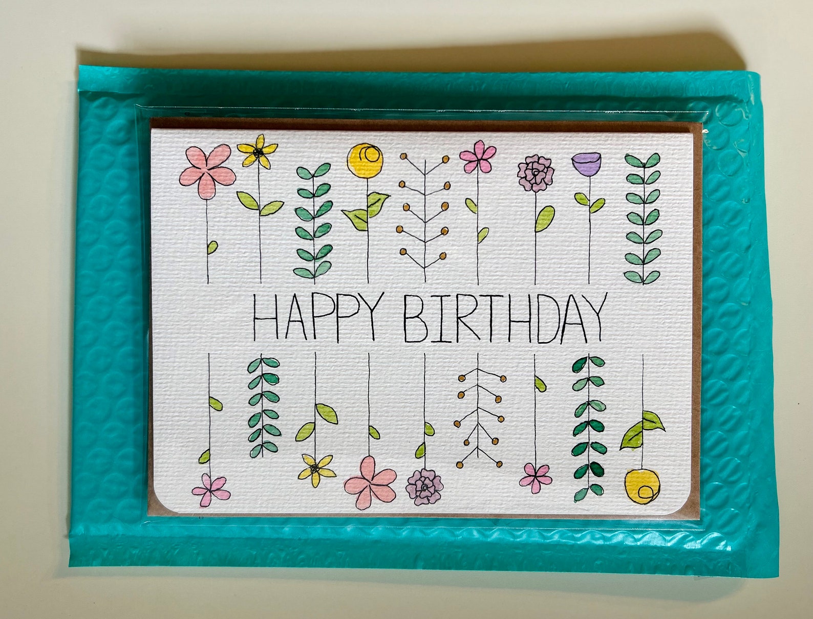 Flower Doodles Card - Etsy