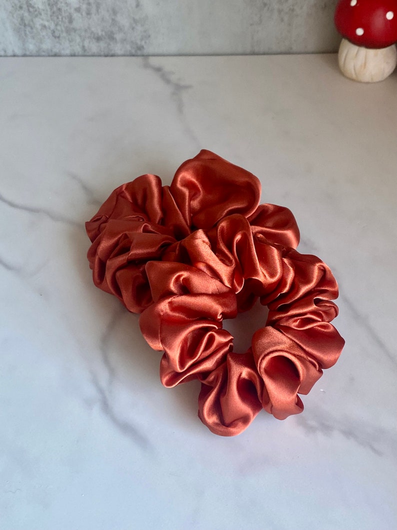 Bliss (burnt Orange) Satin Scrunchie/ Satin Elastic Hair Tie - Etsy