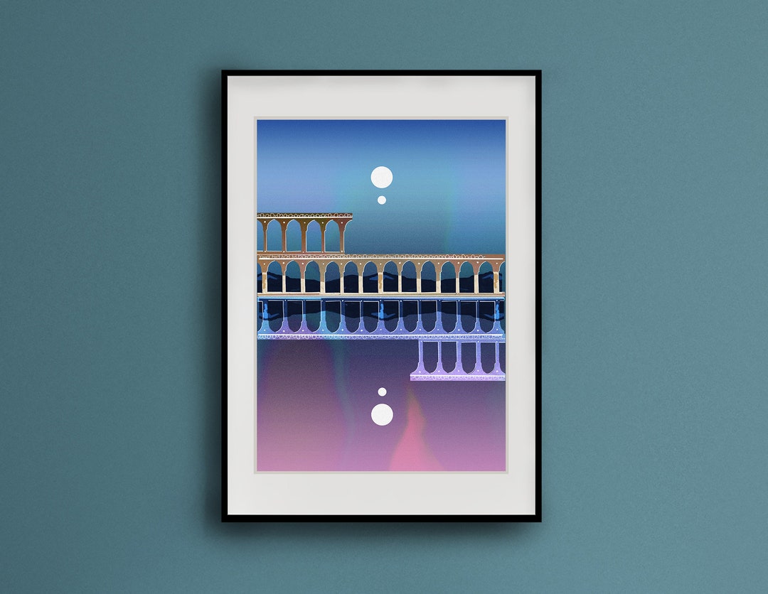 Aqueduct Wall Print | Art Print | Illustration | A4 A3 A2 | Poster ...
