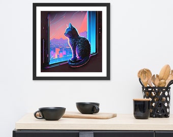 Digitally Created Neon Cat Print. Digital Print Instant - Etsy
