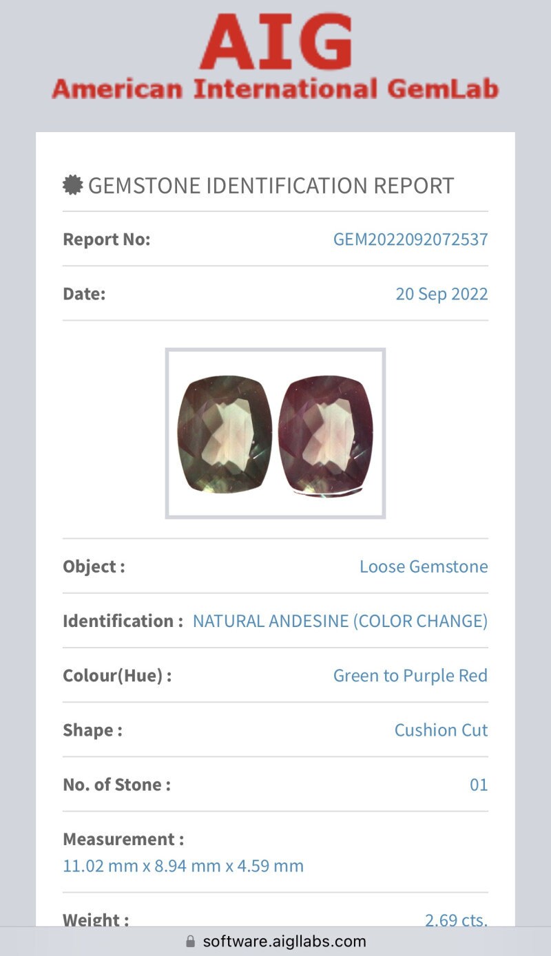 Andesine Color Change (green to Purple Red) AIG Certified 2.69ct - Etsy