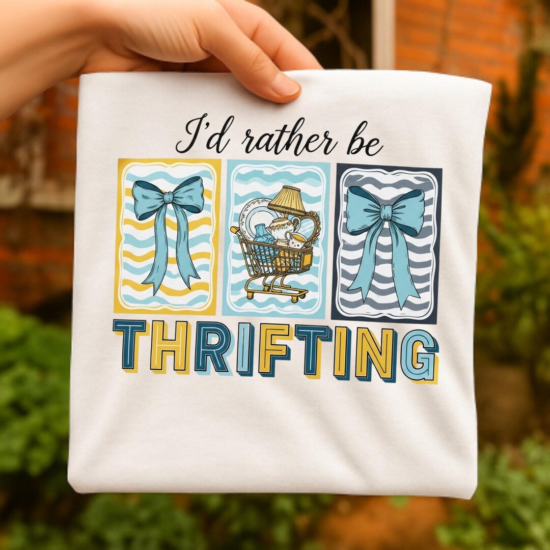 I’d Rather Be Thrifting PNG | Cute Thrift Cart Quote Design | Vintage ...