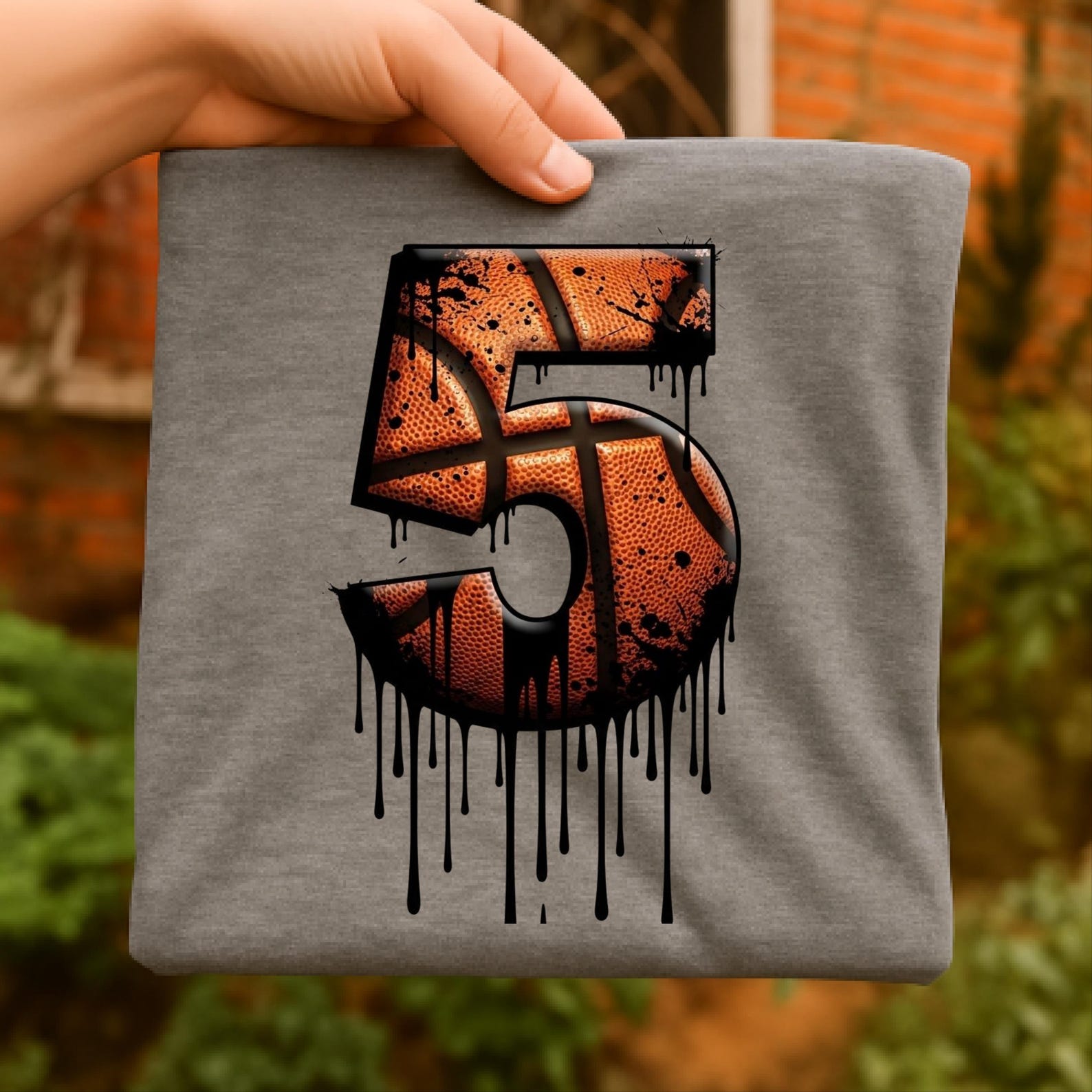 Basketball Number 5 Drip PNG • Grunge Sports Design (digital Download ...