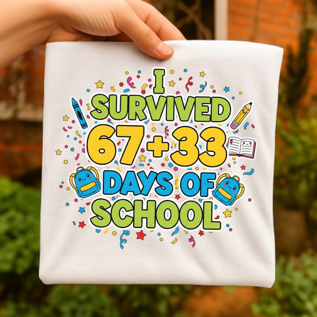 I Survived 100 Days of School PNG, 67 + 33 Days. Teacher 100th Day ...