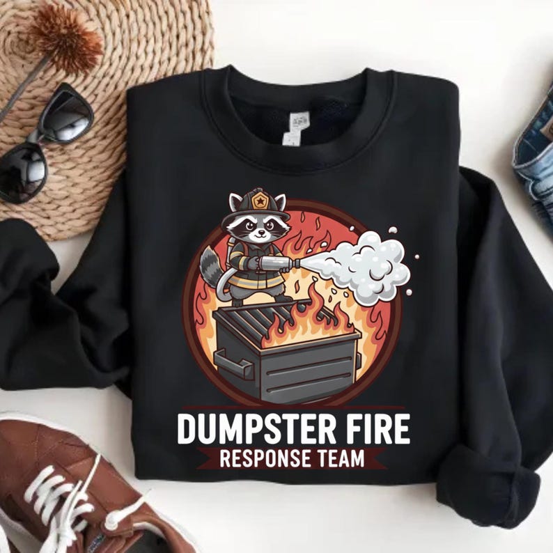 Dumpster Fire Response Team PNG | Firefighter Raccoon Clipart | Funny ...