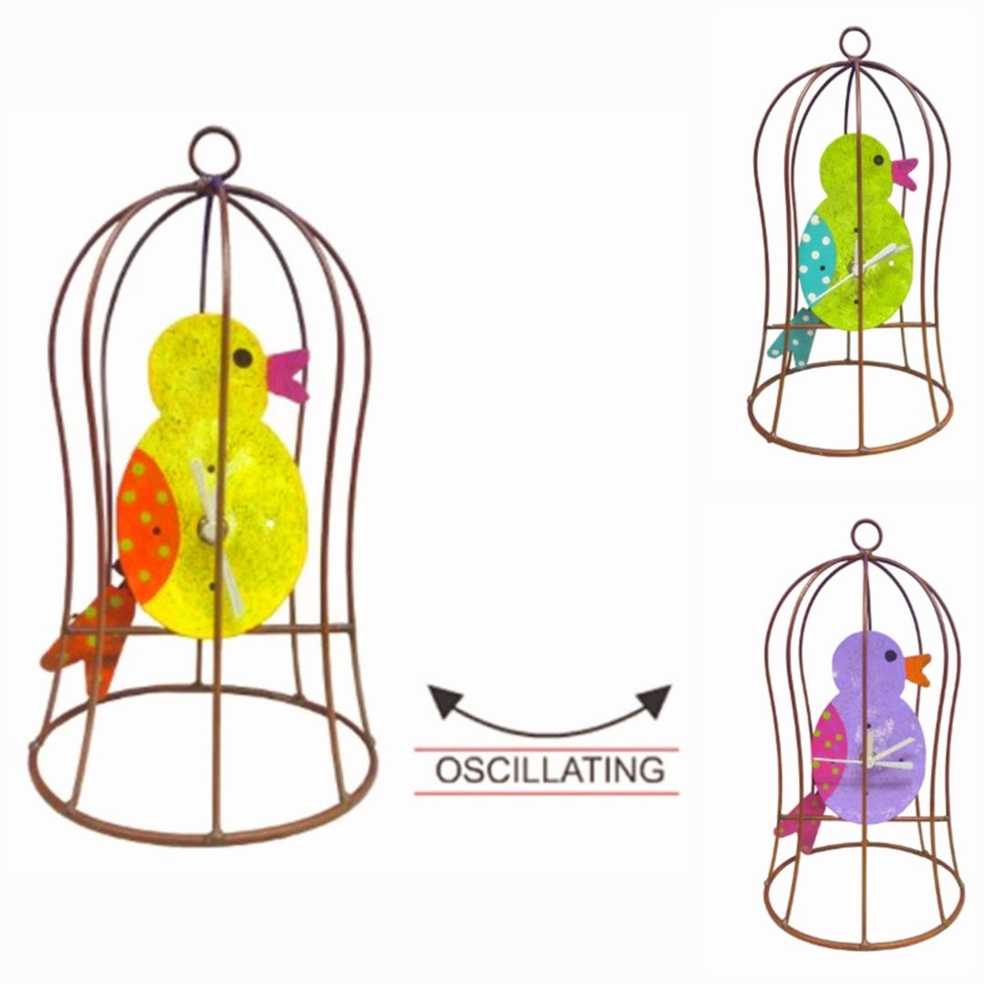 Bird in Cage Pendulum Table / Hanging Clock - Etsy