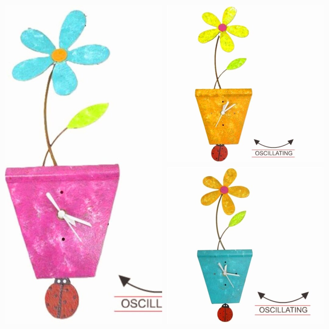 Flower Pot Pendulum Wall Clock - Etsy