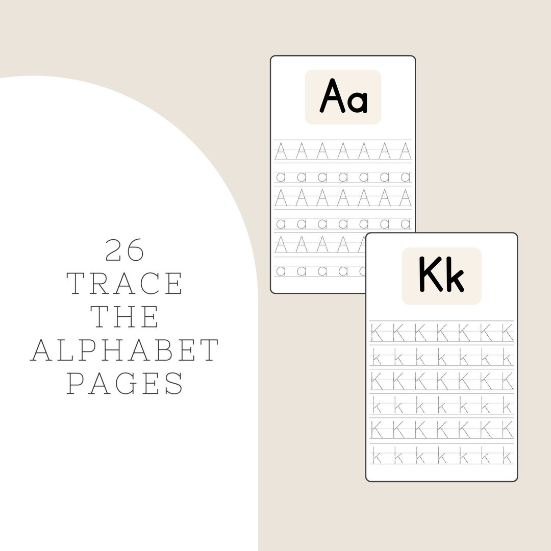 26 Trace the Alphabet Pages | Digital Download | A - Z Handwriting ...