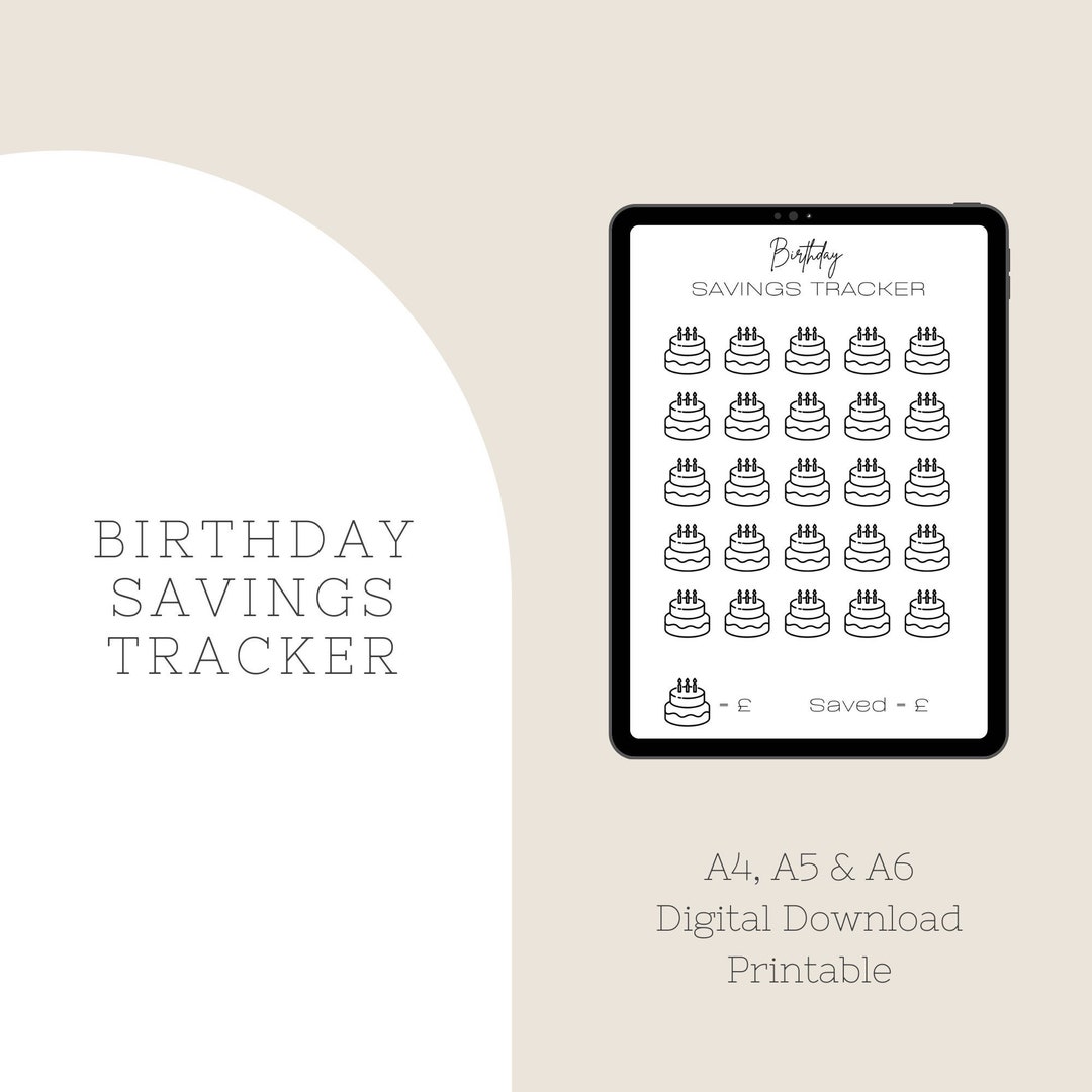 Birthday Savings Tracker | A4, A5 & A6 Printable Tracker | Instant ...
