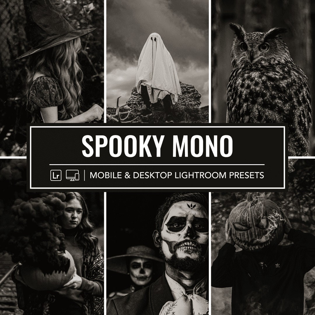 Spooky Mono Presets Horror Halloween Filters Monochrome - Etsy