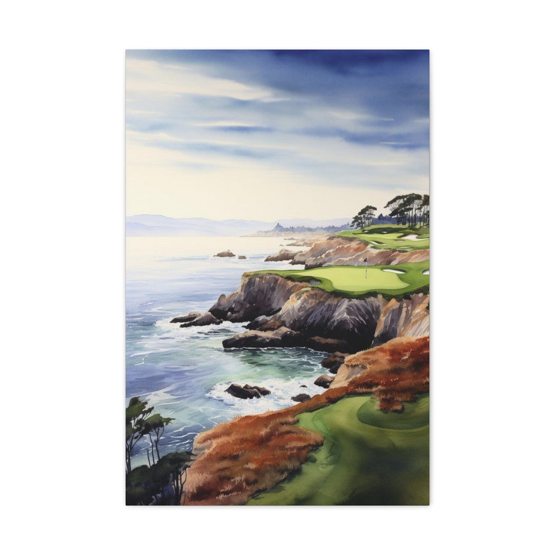 Pebble Beach Inspired Watercolor Golf Wall Art, Golf Art Print, Golf ...