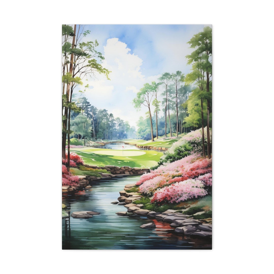 Augusta National Inspired Watercolor Golf Wall Art, Golf Art Print ...