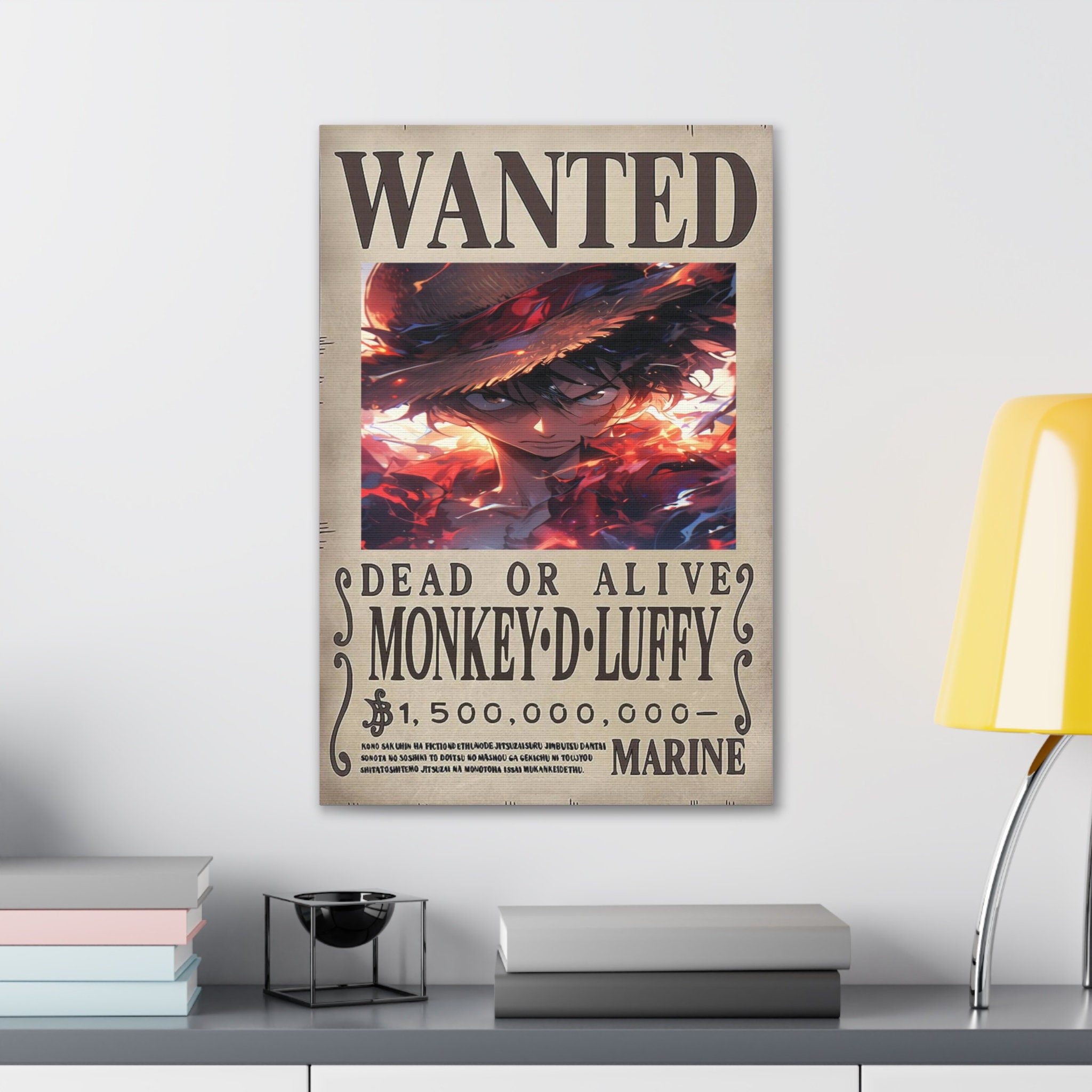 One Piece Anime Luffy Wanted Poster Print, Luffy Fan Art, Straw Hat ...