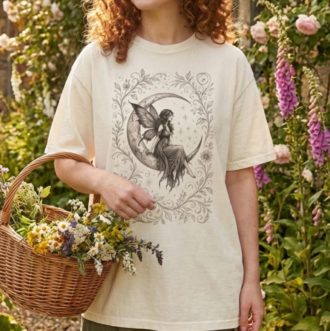 Whimsigoth Fairy Shirt Celestial Moon Tee Grunge Fairycore Aesthetic ...