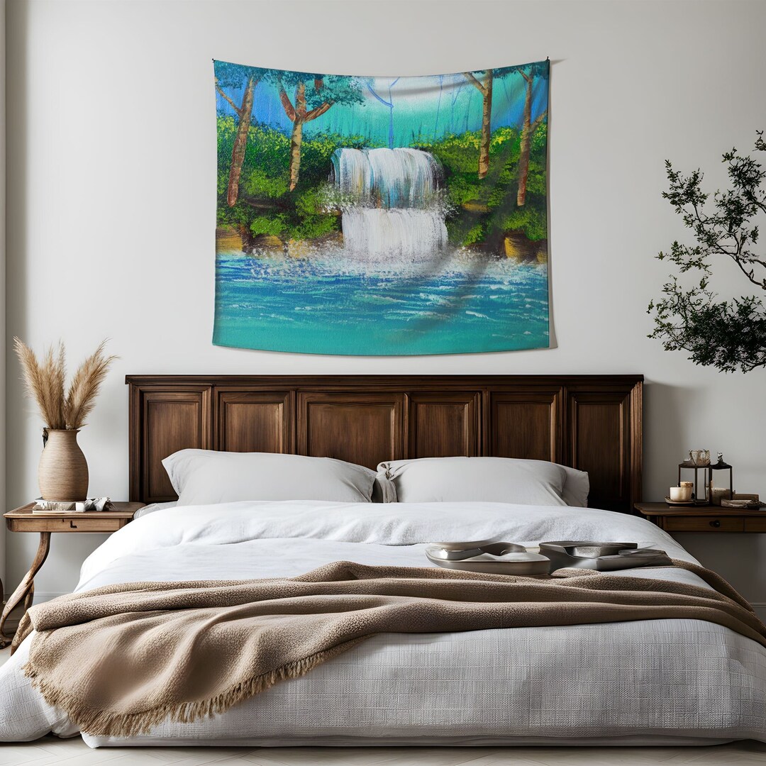 Mountain Wall Tapestry, Wall Hanging Tapestry Nature Scenery, Waterfall ...