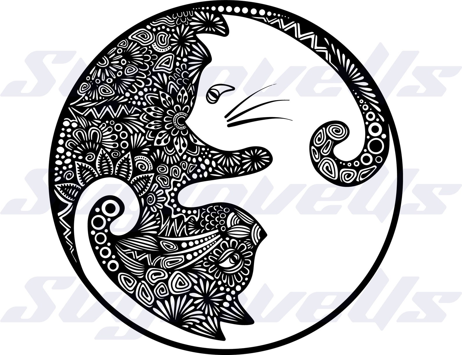 Yin Yang Cats Svg, Tribal Pattern Svg, Animals Yoga Pattern File ...