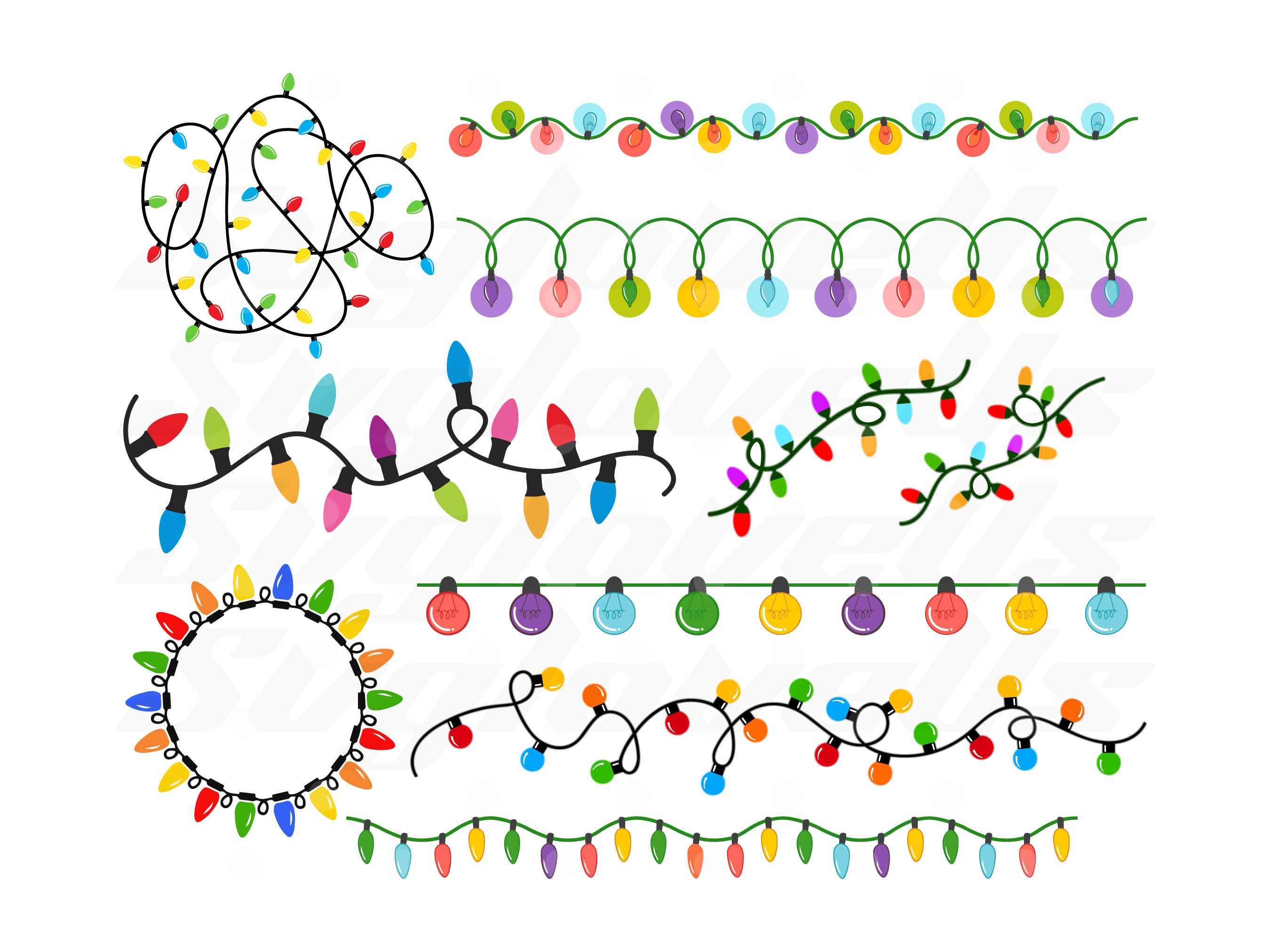 Christmas Lights SVG Bundle, Png, Vector, EPS, DXF, Christmas Tree ...