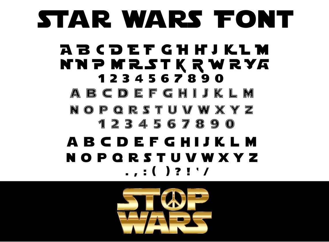 Star Wars Fonts Collection Svg,, Font Svg, Star Wars Alphabet Svg ...