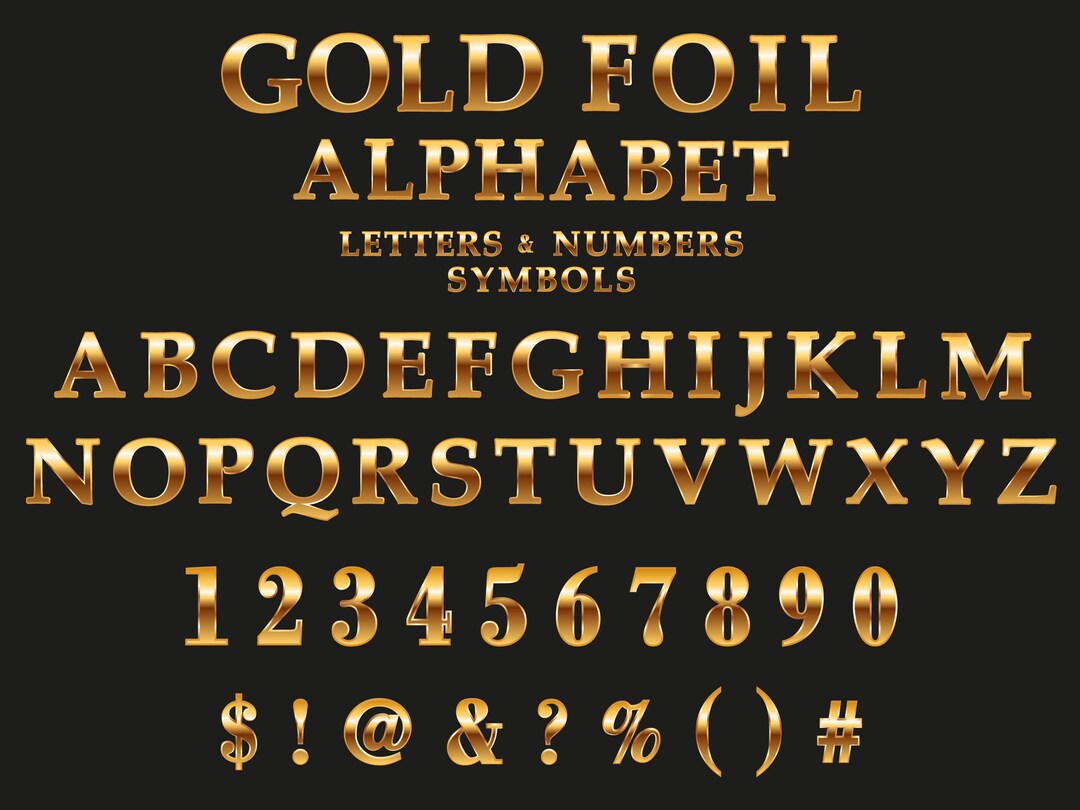 Gold Foil Alphabet Svg, Gold Punctation Number Alphabet Lettering ...