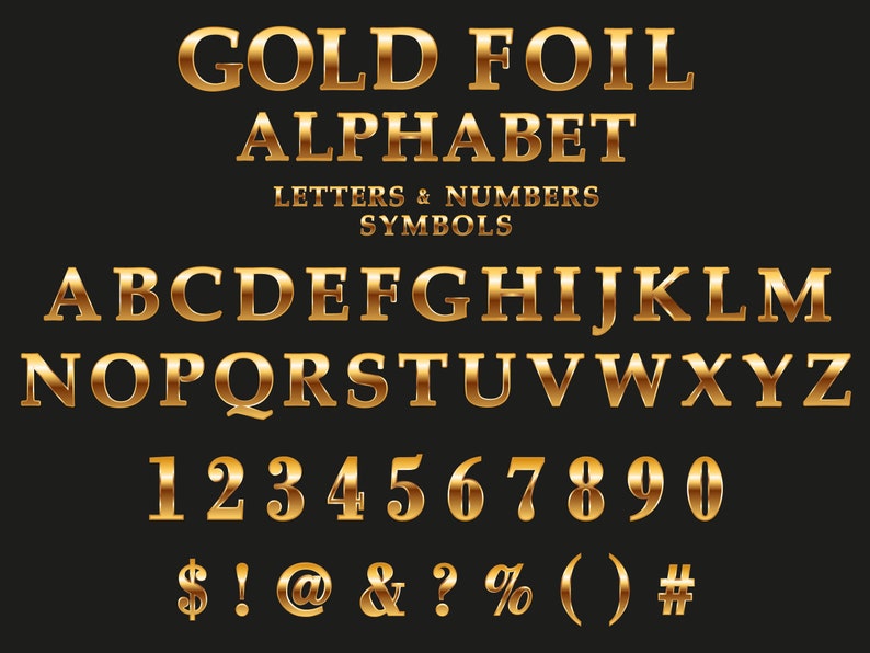 Gold Foil Alphabet Svg, Gold Punctation Number Alphabet Lettering ...