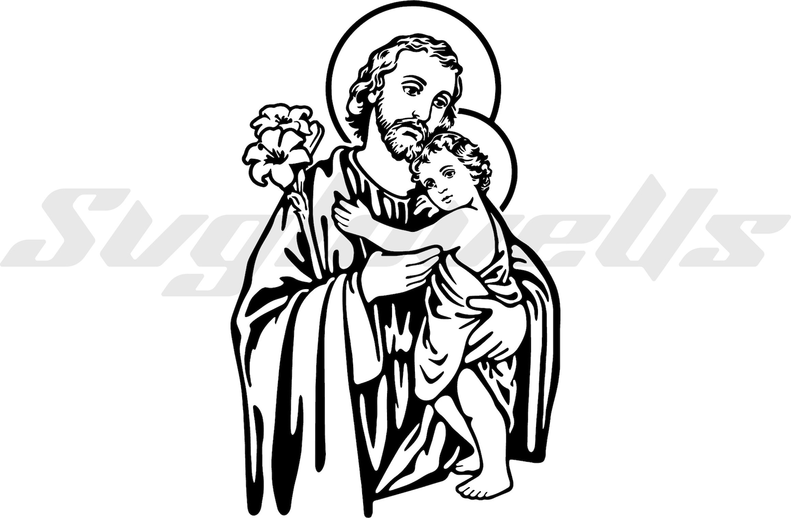San Jose and Jesus Svg, Jesus Design for Cricut, St Joseph Svg, Instant ...